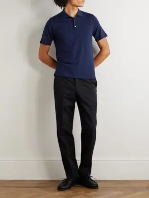 SAMAN AMEL Slim-fit Wool Polo Shirt
