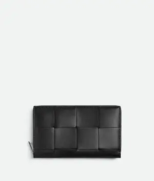 BOTTEGA  VENETA Cassette Zip Around Wallet - Black/parakeet