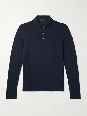 SAMAN AMEL Slim-fit Wool Polo Shirt