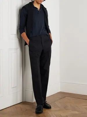 SAMAN AMEL Slim-fit Wool Polo Shirt