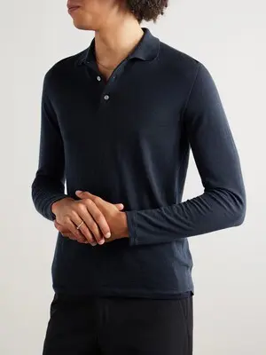 SAMAN AMEL Slim-fit Wool Polo Shirt