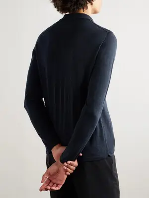 SAMAN AMEL Slim-fit Wool Polo Shirt