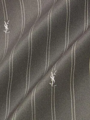 Saint Laurent Striped Silk Crepe De Chine Shirt - Gray