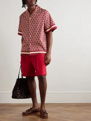 Valentino Garavani Camp-collar Printed Cotton-twill Shirt - Red