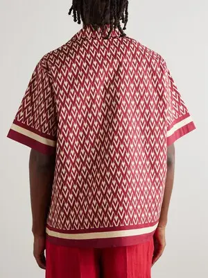 Valentino Garavani Camp-collar Printed Cotton-twill Shirt - Red