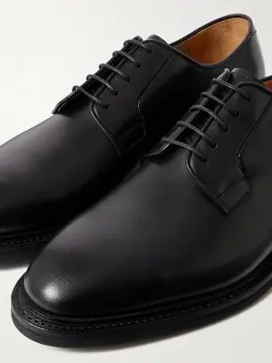 MORJAS Plain Toe Leather Derby Shoes