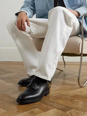 MORJAS Plain Toe Leather Derby Shoes