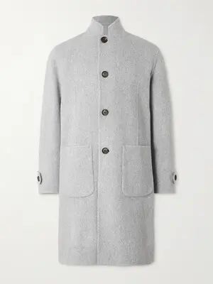 Eleventy Herringbone Wool-cashmere Overcoat