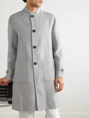 Eleventy Herringbone Wool-cashmere Overcoat
