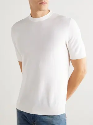 Eleventy Slim-fit Ribbed Cotton T-shirt