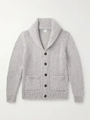 Eleventy Slim-fit Shawl-collar Cashmere Cardigan - Gray
