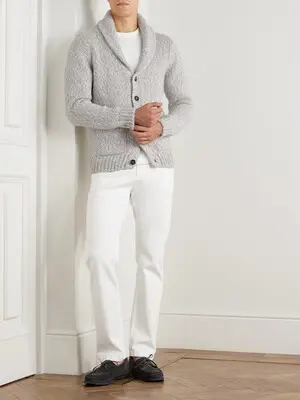 Eleventy Slim-fit Shawl-collar Cashmere Cardigan - Gray
