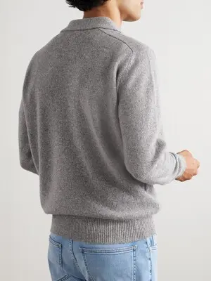 Eleventy Wool-blend Polo Shirt - Gray