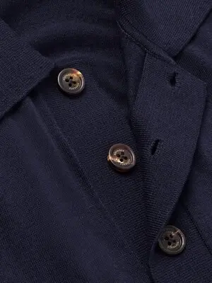 Eleventy Slim-fit Cotton And Cashmere-blend Polo Shirt - Blue