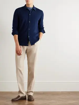 Eleventy Slim-fit Wool Cardigan - Blue