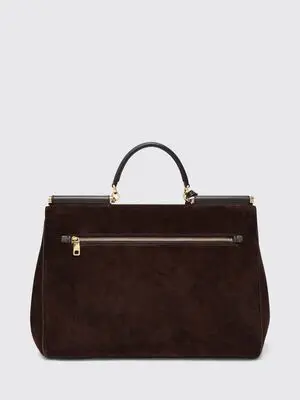 Dolce & Gabbana Suede Top Handle Bag With Charm - Dark
