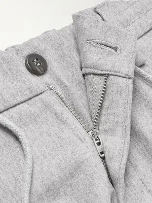 Eleventy Slim-fit Pleated Wool And Cashmere-blend Drawstring Trousers