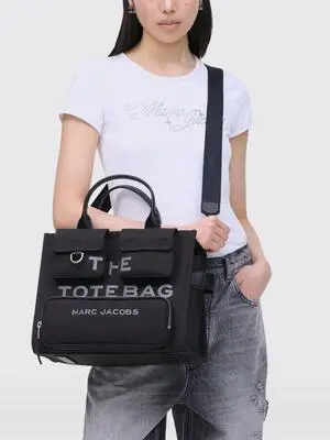 Marc Jacobs The Medium Tote Bag In Cotton With Printed Logo