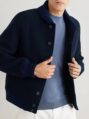 Eleventy Slim-fit Wool-blend Bomber Jacket