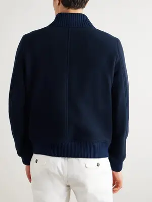Eleventy Slim-fit Wool-blend Bomber Jacket
