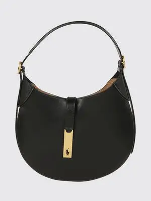 Polo Ralph Lauren Id Pony Logo Leather Shoulder Bag - Black