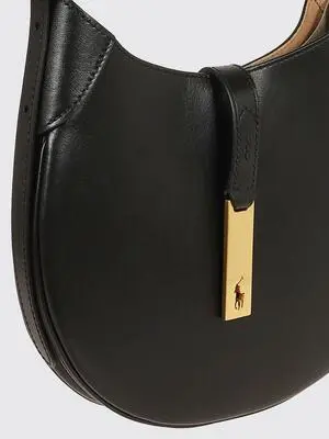 Polo Ralph Lauren Id Pony Logo Leather Shoulder Bag - Black