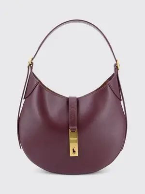 Polo Ralph Lauren Polo Ralph Lauren ID Pony Logo Leather Shoulder Bag Wine