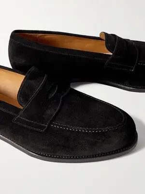 MORJAS Suede Penny Loafers - Black