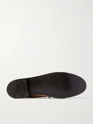 Saint Laurent Le Loafer Monogram Logo-appliquéd Eel Penny Loafers - Neutrals