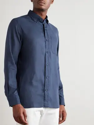 TOM FORD Button-down Collar Lyocell-twill Shirt - Blue