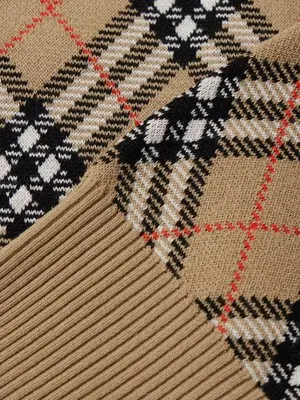 Burberry Checked Jacquard-knit Wool-blend Cardigan - Neutrals