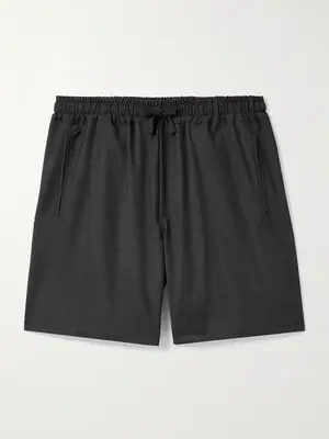 SAMAN AMEL Straight-leg Wool Drawstring Shorts - Gray