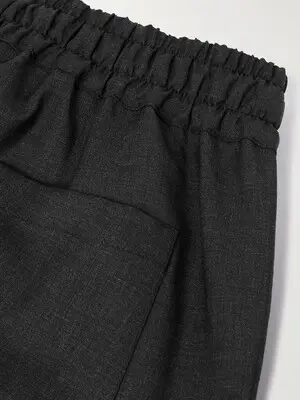 SAMAN AMEL Straight-leg Wool Drawstring Shorts - Gray