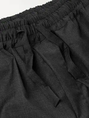 SAMAN AMEL Straight-leg Wool Drawstring Shorts - Gray