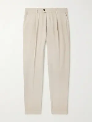 Eleventy Straight-leg Pleated Trousers - Neutrals