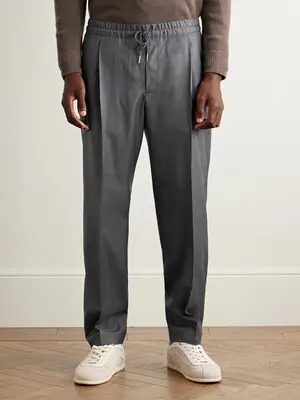 Caruso Slim-fit Pleated Wool Drawstring Trousers