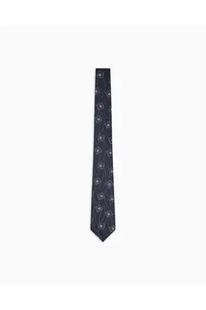 Giorgio Armani Jacquard Silk Standard Neck Tie - Blue