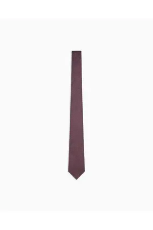 Giorgio Armani Silk Neck Tie With Jacquard Micro-pattern - Red