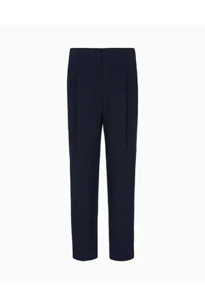 Giorgio Armani Single-pleat Seersucker Trousers - Blue