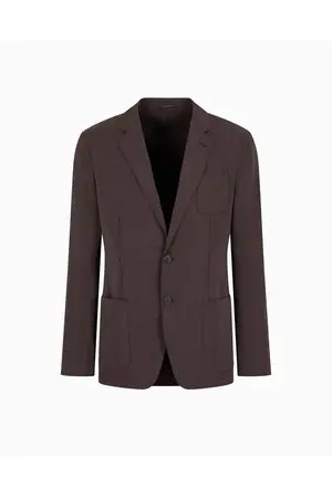 Giorgio Armani Upton Line Single-breasted Washed Silk Jacket - Natural