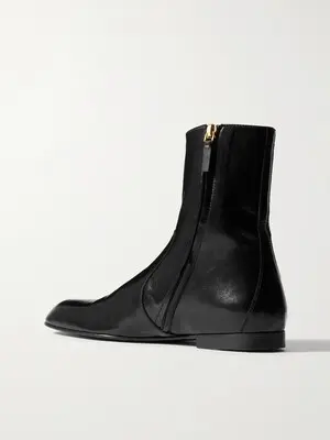 Khaite Colt Glossed-leather Ankle Boots - Black