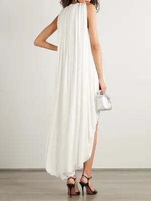 Loewe Embellished Asymmetric Draped Silk-jersey Halterneck Dress