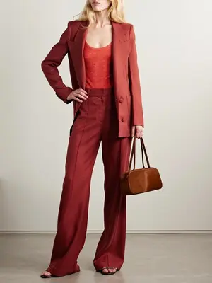 Adam Lippes Riva Double-breasted Canvas Blazer - Red
