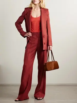 Adam Lippes Wyatt Canvas Straight-leg Pants - Red