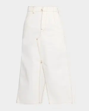 Victoria Beckham Asymmetric Utility Midi Skirt - Washed White