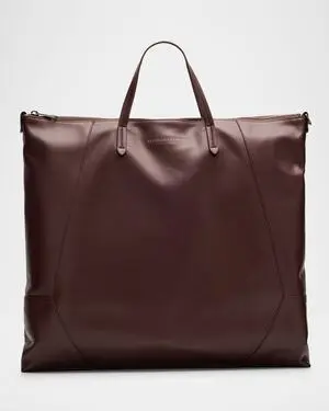 Brunello Cucinelli Large Leather Shopper Tote Bag - Burgundy