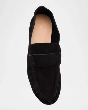 THE ROW Calf Suede Slip-on Loafers - Black
