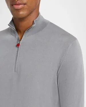 Kiton Wool Half-Zip Pullover Gray