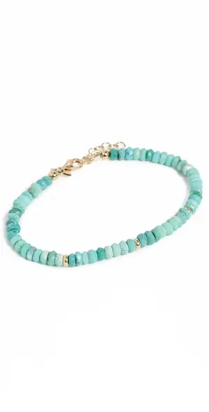 Ef Collection 14k Turquoise Bead Bracelet - 14k Yellow Gold