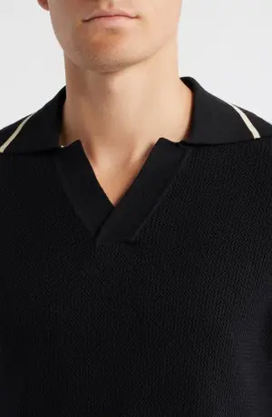 MAVRANS Textured Polo Sweater - Black